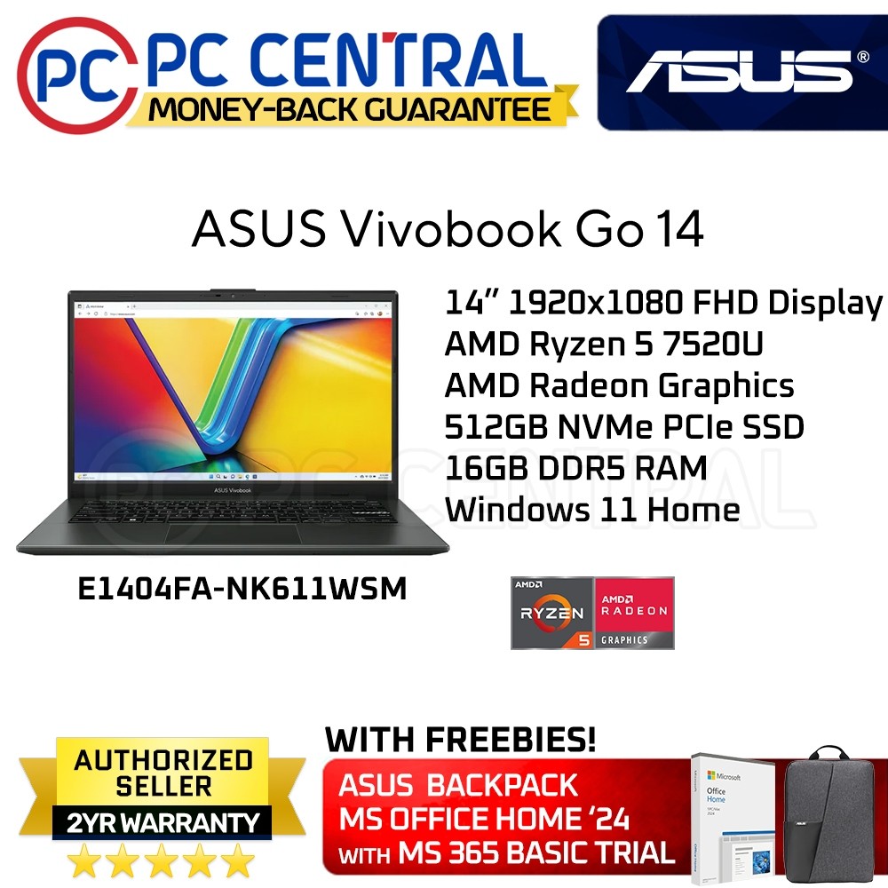 Asus Vivobook GO 14 E1404FA-NK611WSM | 14FHD | Ryzen 5-7520U | 16GB ...