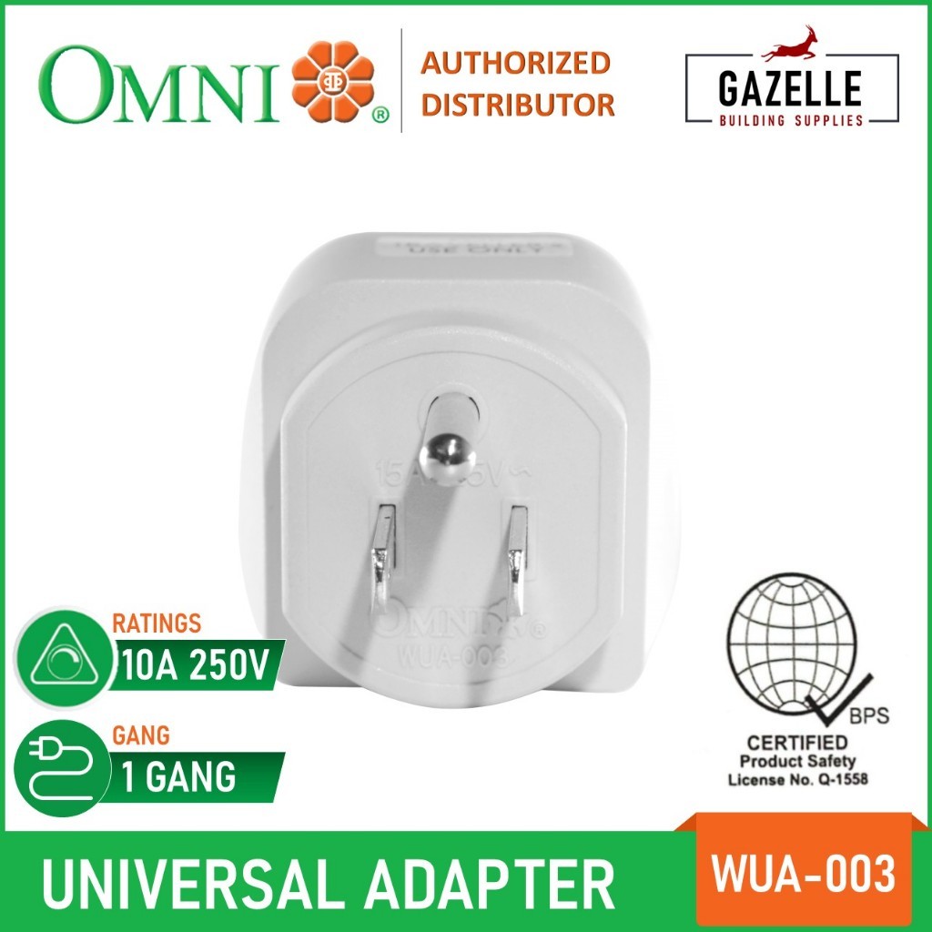 Omni Universal Adapter w/ Ground Plug Adapter Outlet Adapter Socket ...