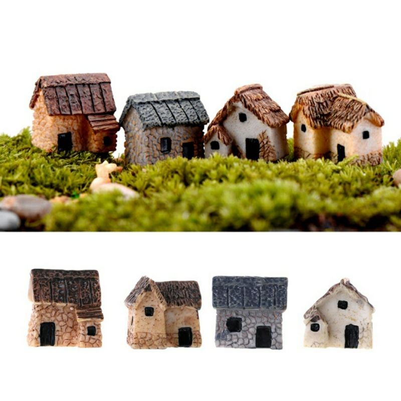 Mini Stone House Diorama Fairy Garden Miniature Landscape Model ...