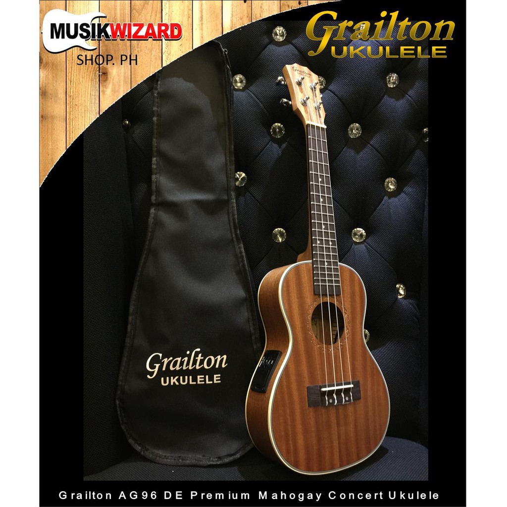 Grailton AG96/ AG94 All Solid Mahogany Concert Ukulele with bag ...