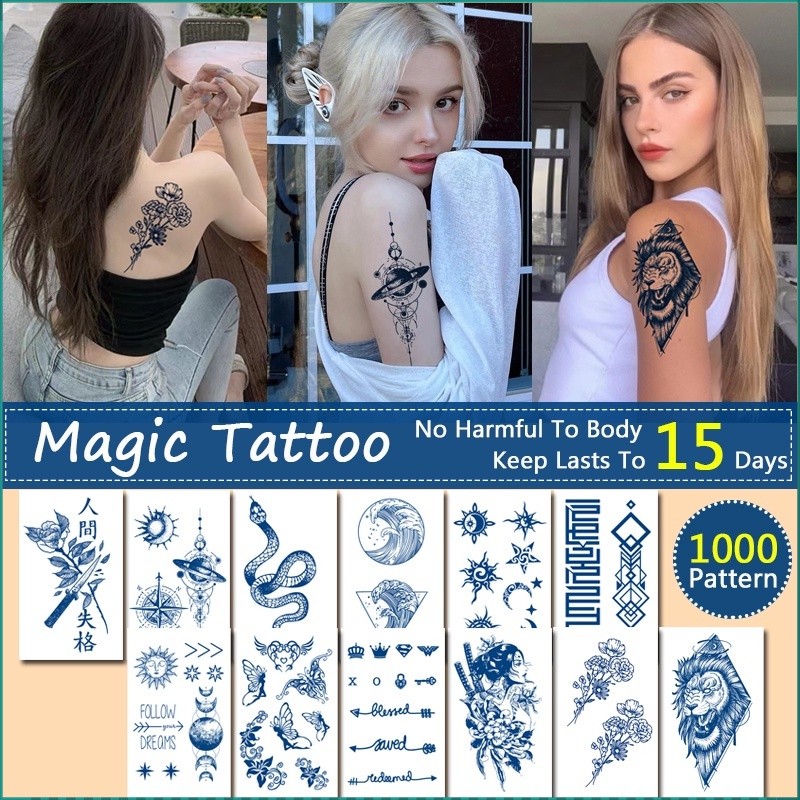 Tattoo Sticker Waterproof Lasts to 15 Days Long Lasting Magic tattoo ...