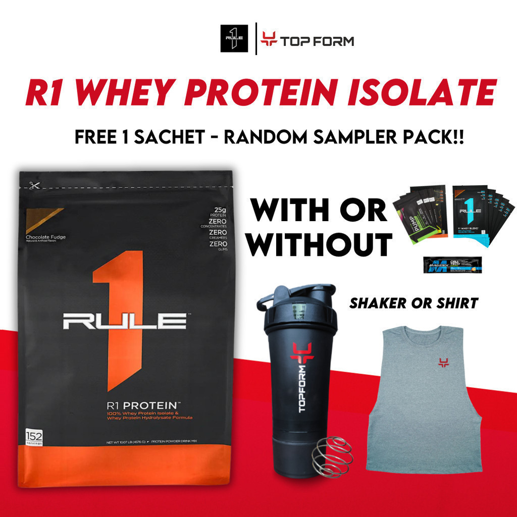 Rule 1 Whey Protein Isolate, R1 Whey Protein Powder Isolate 10lbs ...