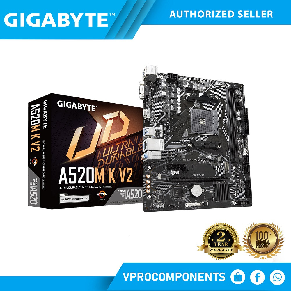 GIGABYTE A520M K V2 Motherboard & Ryzen Processor AM4 Socket Processor ...