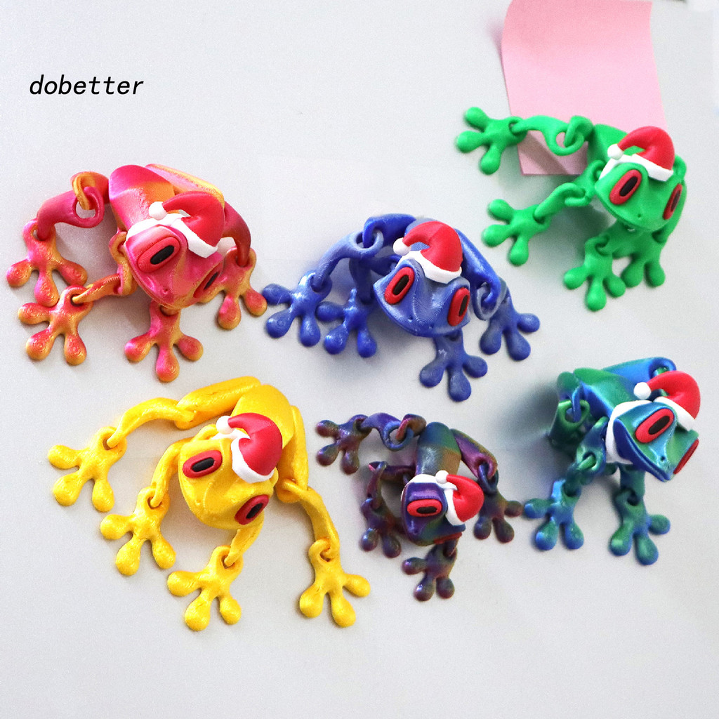 DO- Christmas Hat Frog Refrigerator 3D Printed Movable Joints Frog ...