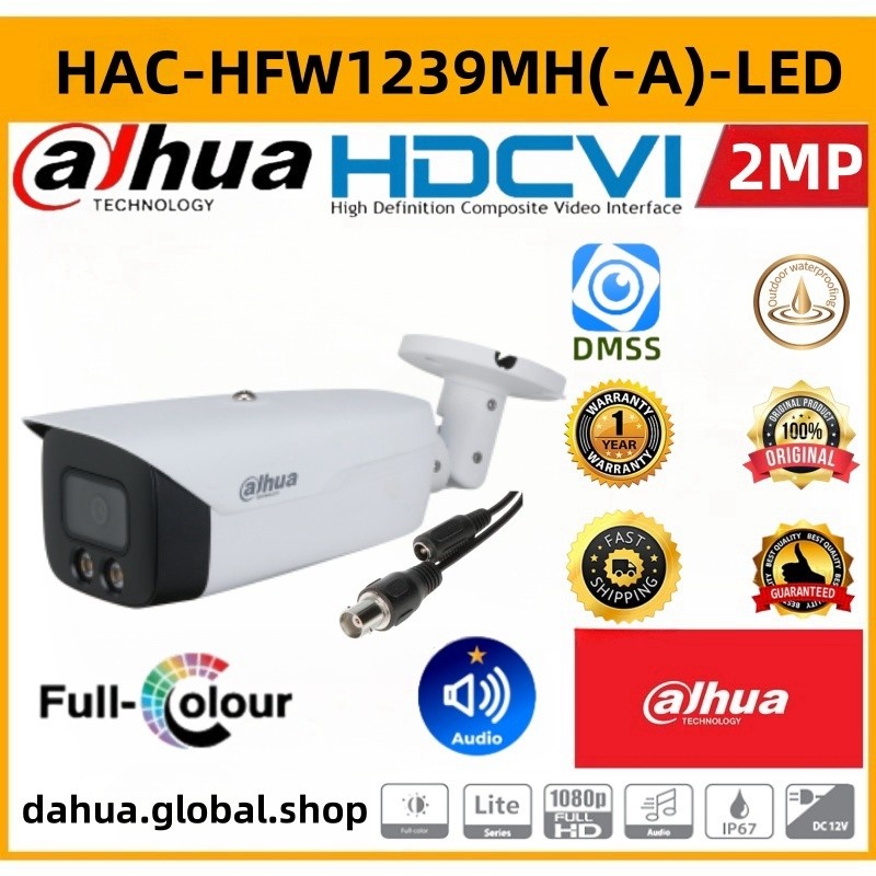 Dahua CCTV Camera 2MP HD Full-color Bullet With audio Outdoor Wired WDR ...