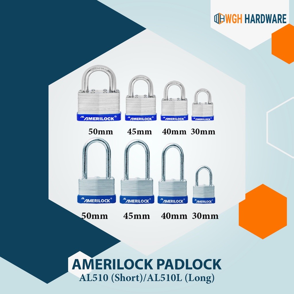 WGH Amerilock Laminated Padlock Short Shackle Long Shackle 30mm 40mm ...