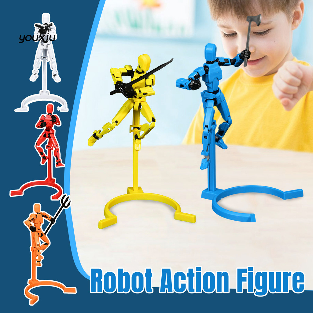 YO- 1 Set Robot Action Figure with Stand Accessories Multi-jointed ...