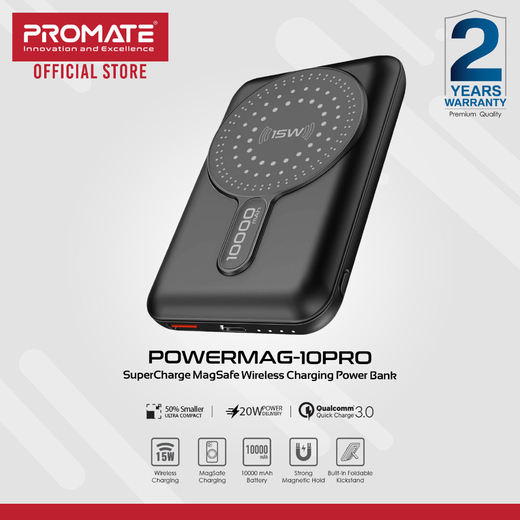 Promate PowerMag-10Pro SuperCharge Magnet Safe Wireless Charging Power ...