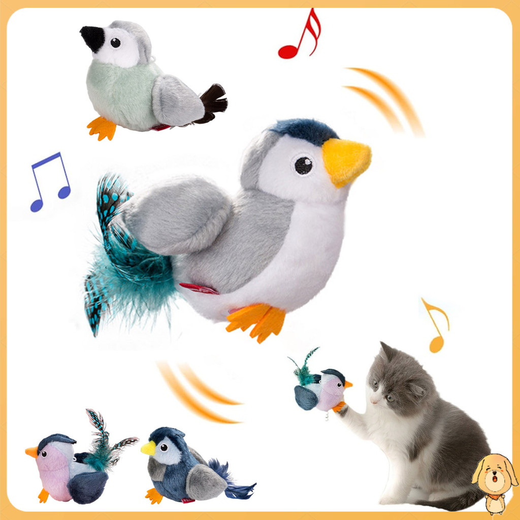 SPET Interactive Chirping Birds Cat Toy Simulation Flapping Wings Plush ...