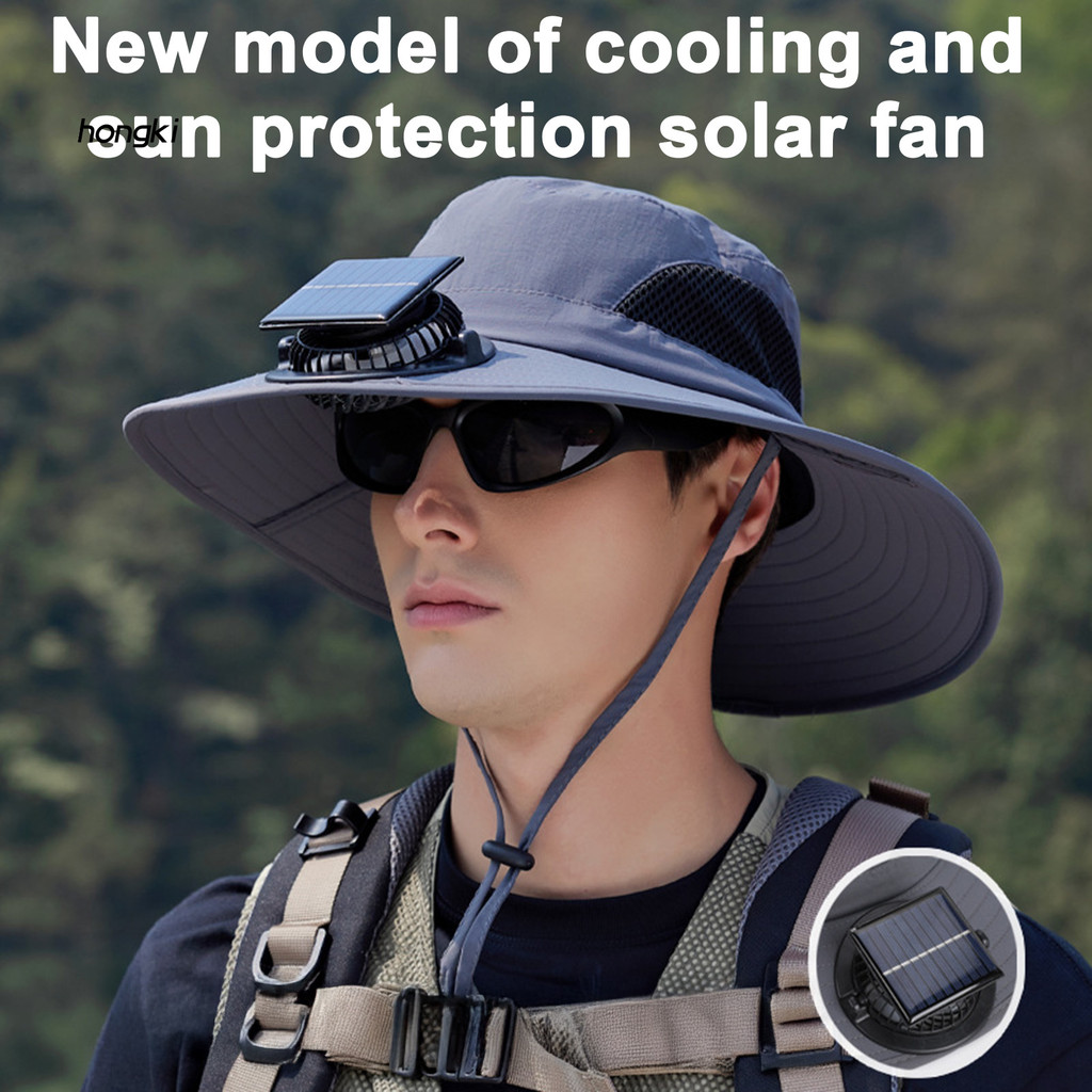 Fan Hat Wide-Brimmed Outdoor Hat with Fan Design Breathable Mesh 3 Gear ...