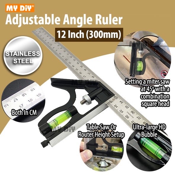 Diamonds Stainless Steel Combination Square Ruler Level Gauge Angle ...