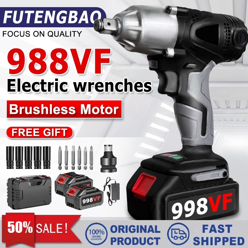 Cordless Impact Wrench Ratchet Driver High Torque Wrench LED Brushless ...