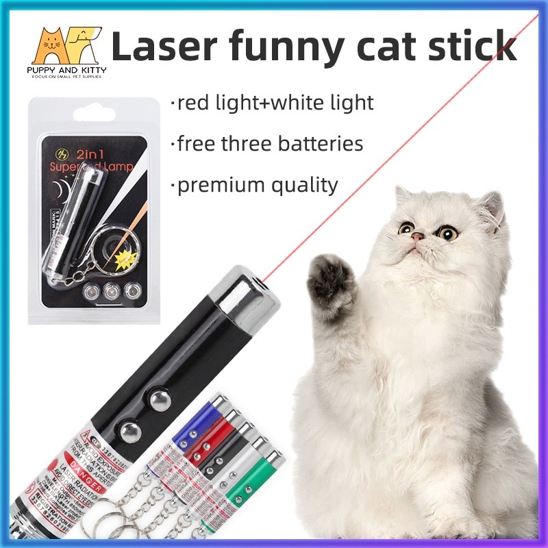 Cat laser funny stick toy cat teaser red laser pointer point 2 in 1 ...