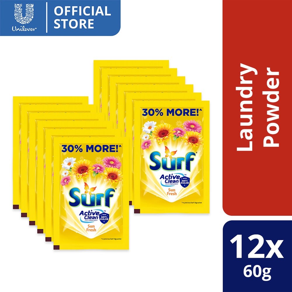 Surf Powder Detergent Sun Fresh 65G Sachet Set of 12 | Shopee Philippines