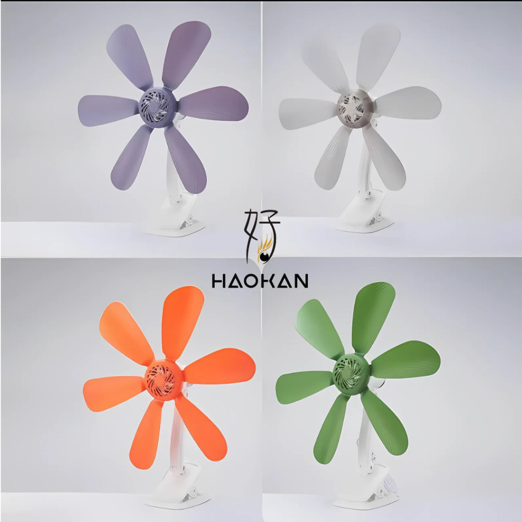 Desk Fan Big Clip Fan 6 Blades Round Large Electric Fan Portable for ...