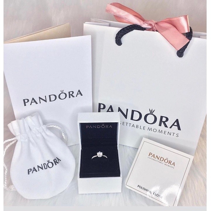 Pandora Diamond (20) Promise Rings Complete Package Silver Engagement ...