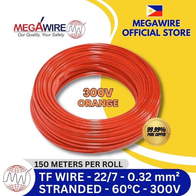TF WIRE 22/7 - 0.32mm2 (150M) 60°C -300V STRANDED - ORANGE (150 Meters ...