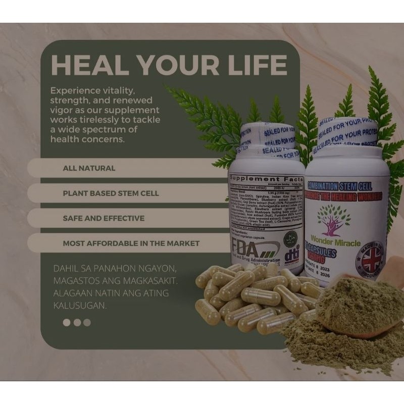 WONDER MIRACLE/PLANT BASED COMBINATION STEM CELLS SUPPLEMENTS | Shopee ...