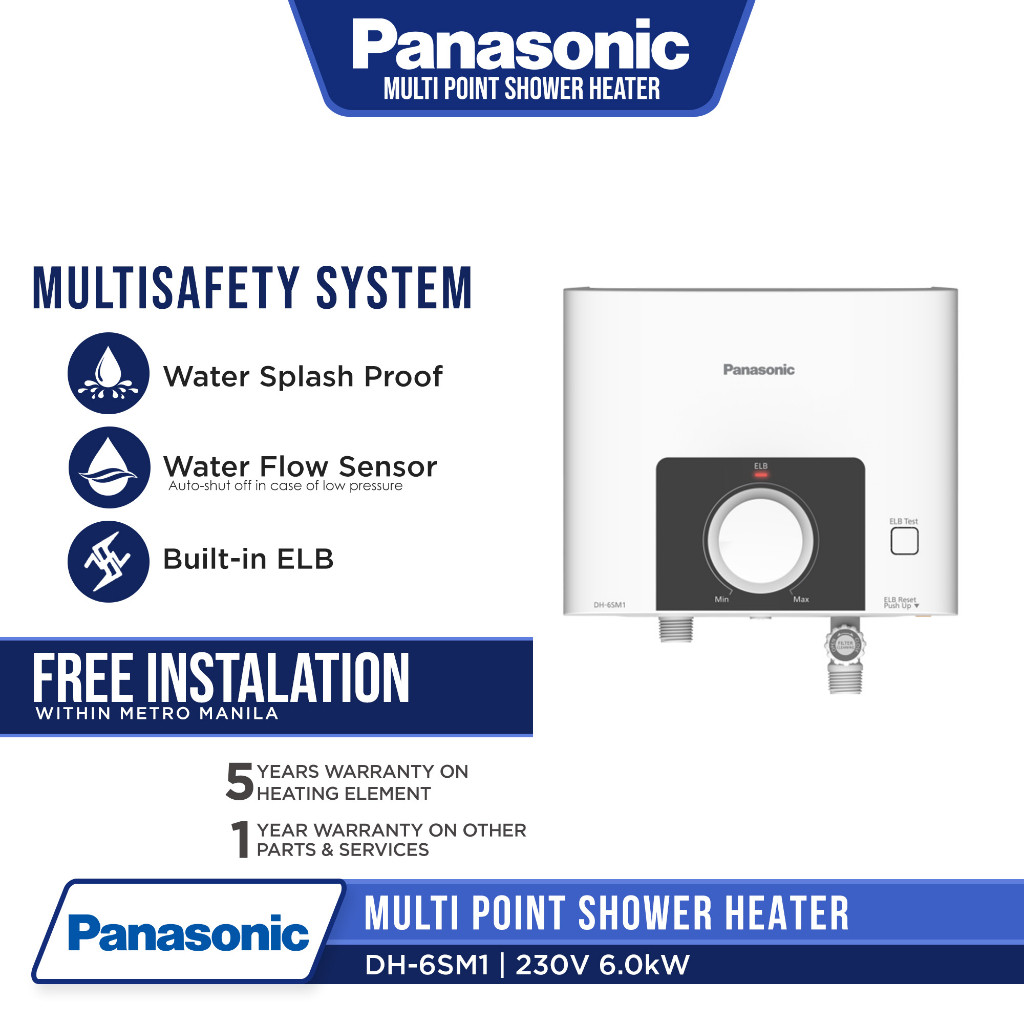 Panasonic Water Heater Multi Point Compact Shower Heater (DH-6SM1 ...