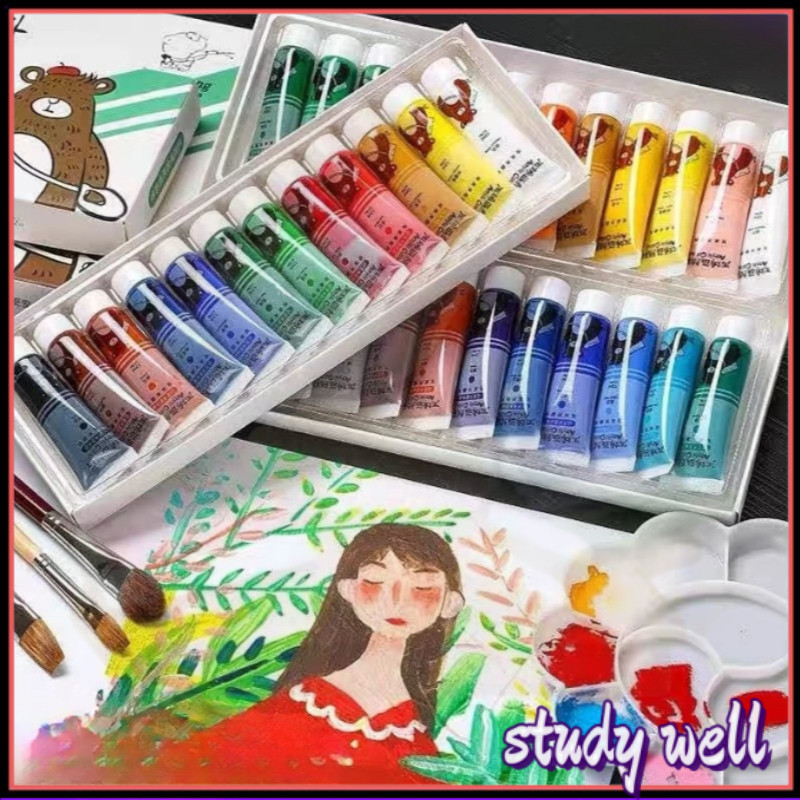 12 Colors Acrylic Painting Set Watercolor Acrylic Poster Paint Art ...