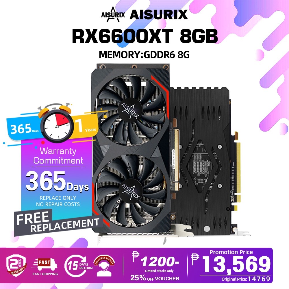 AISURIX RX 6600XT 8G GDDR6 Graphics Card 8G/128Bit GPU For Computer ...