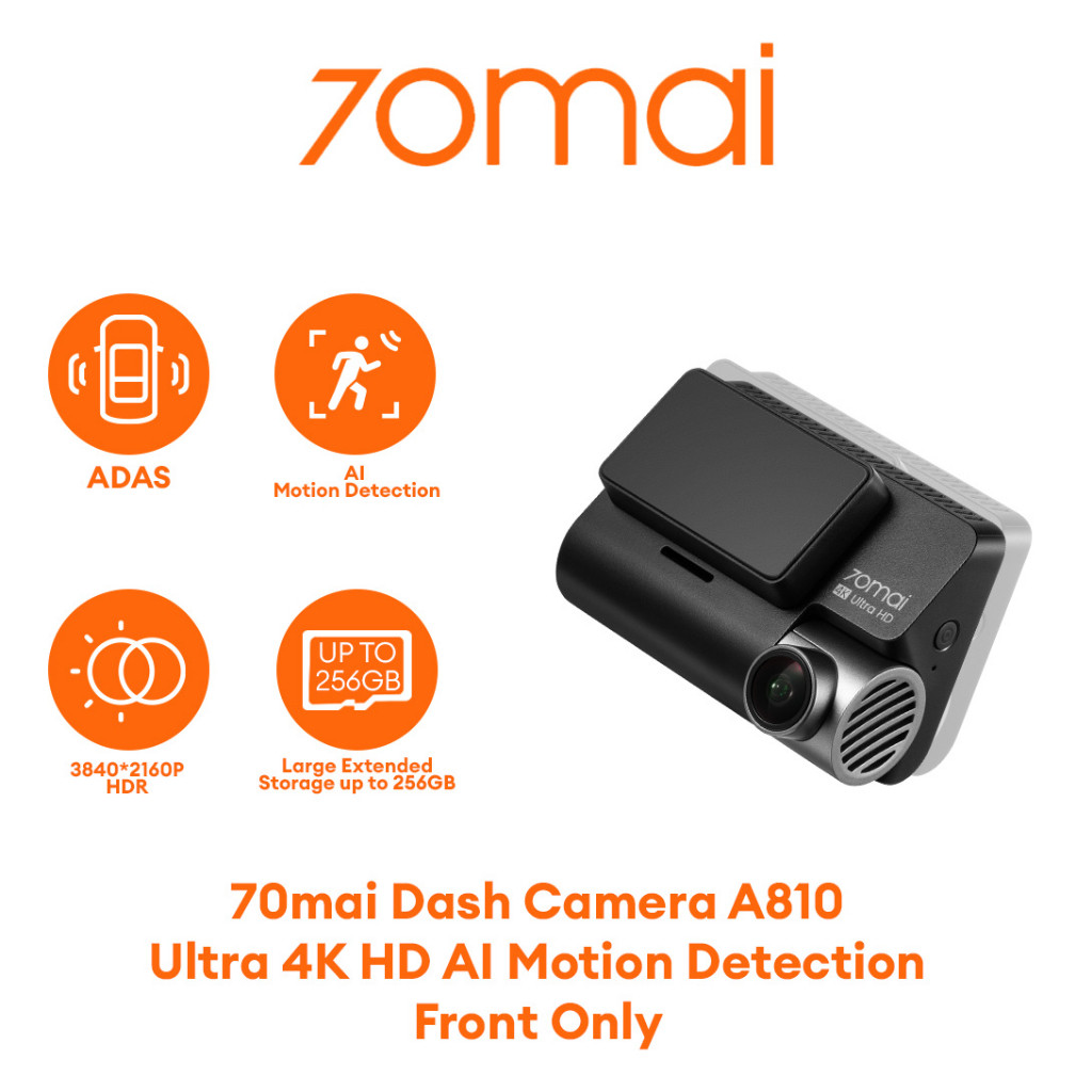 70mai A810 4K HDR Dash Cam | Front Only | Sony Starvis 2 IMX678 | AI ...