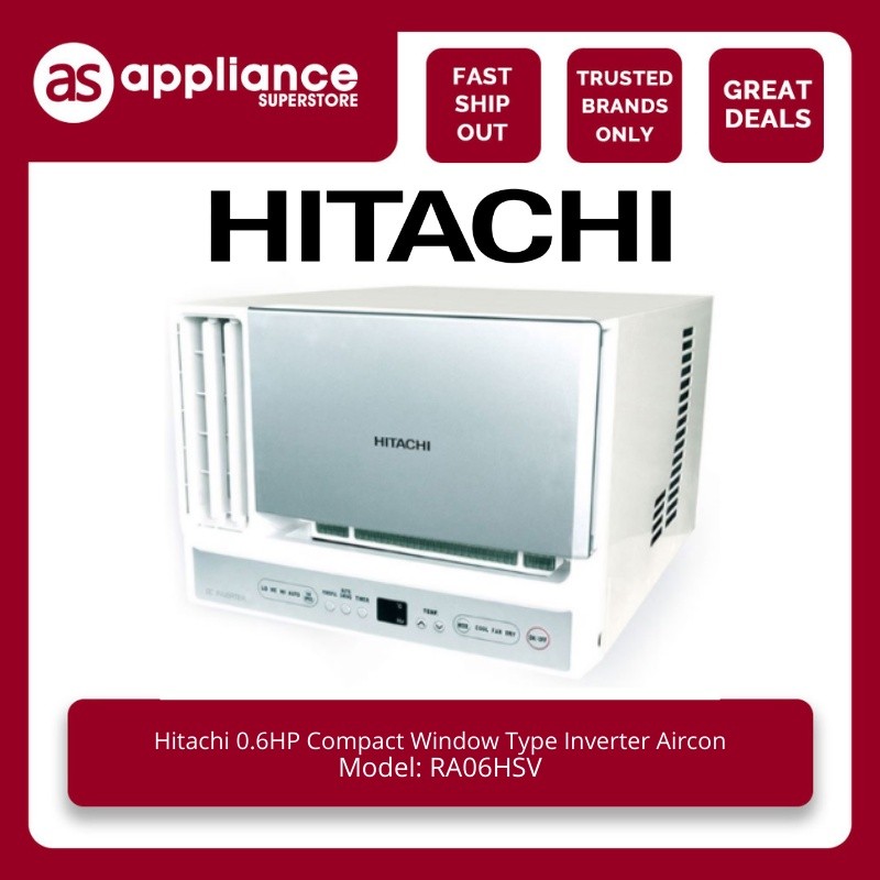 Hitachi 0.6HP Compact Window Type Full DC Inverter Aircon RA06HSV ...