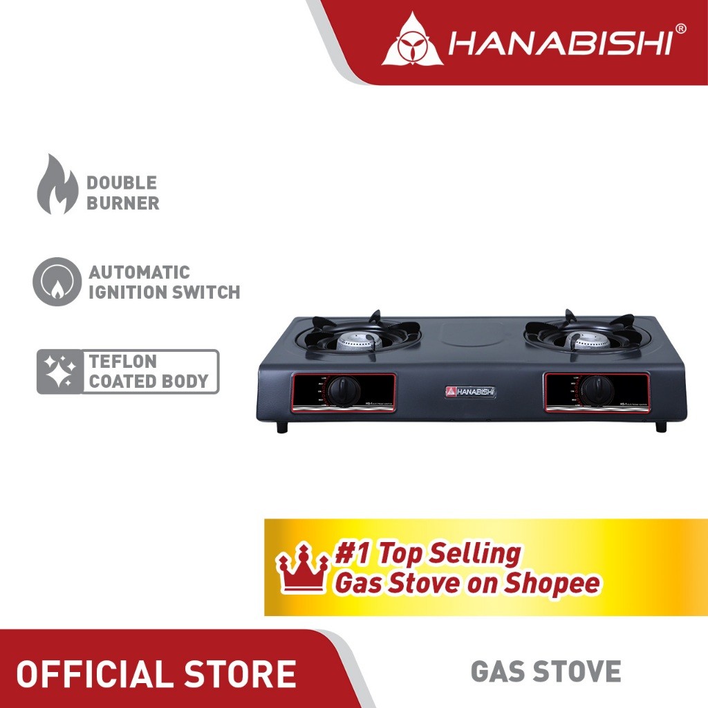 Hanabishi Double Burner Gas Stove HS1 Teflon Coated body | Shopee ...