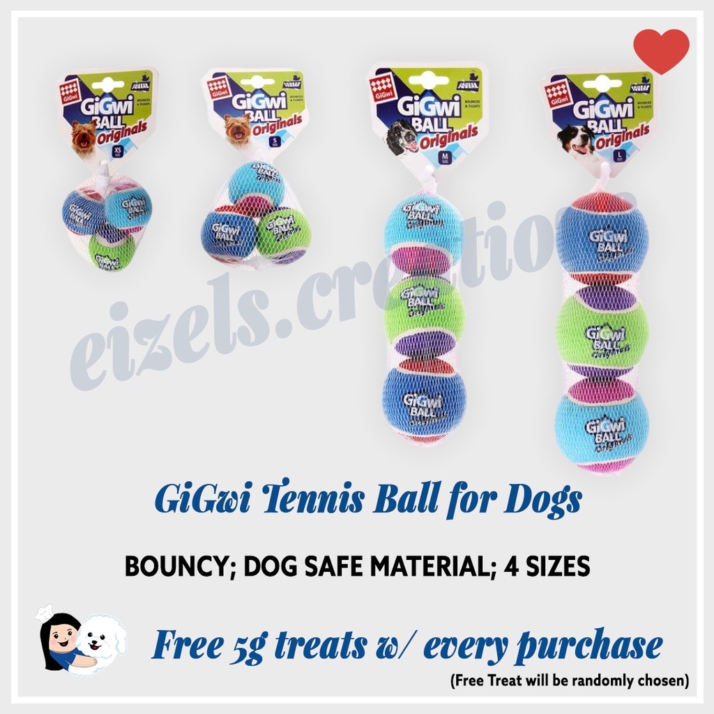 GiGwi Tennis Ball Toy for Dogs (3pcs/pack; 4 sizes available) (Free 5g ...