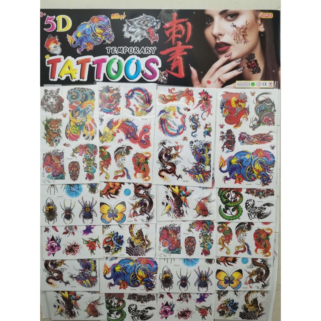 20pcs Watermark tattoo sticker random design | Shopee Philippines