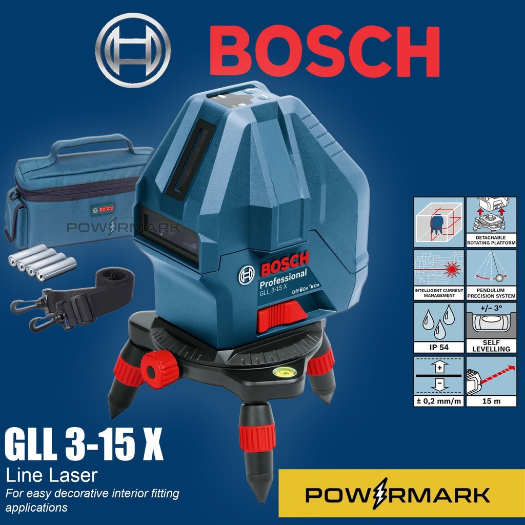 BOSCH GLL 3-15 X Line Laser Measuring Tool [POWERMARK | BMT] | Shopee ...