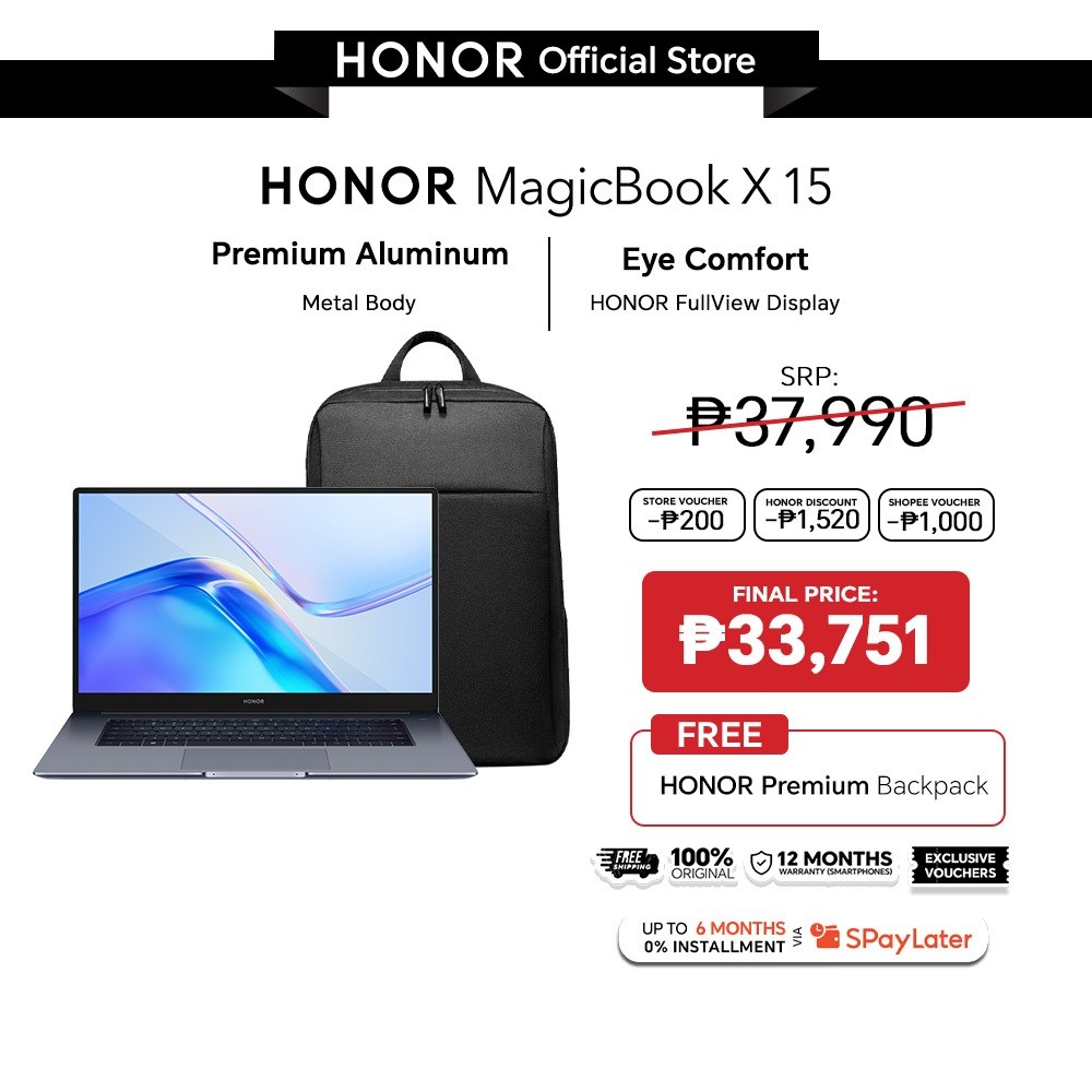 HONOR MAGIC BOOK X15 Intel i5 1135G7 | 8GB+512GB SGY Laptop with FREE ...