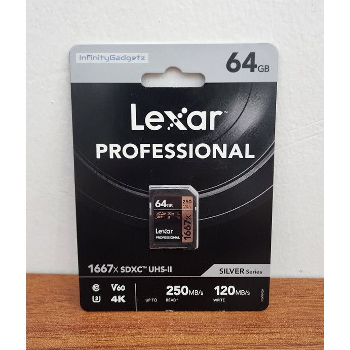 Lexar Professional 64GB SDXC UHS-II 250MB/s 1667x U3 V60 4K SD Card ...
