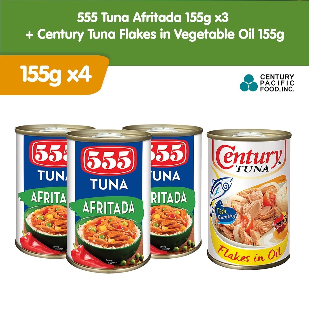 555 Tuna Afritada 155g x3 + Century Tuna Flakes in Vegetable Oil 155g | Shopee Philippines