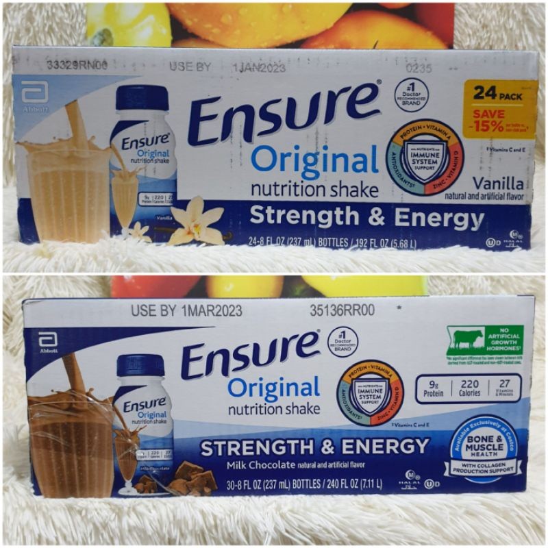 Ensure Original Nutrition Shake CHOCOLATE/VANILLA 24/30bottles 8fl.oz ...