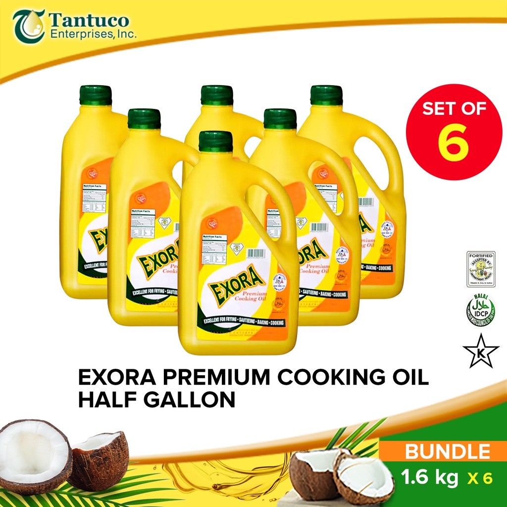 EXORA Premium Pure Coconut Cooking Oil 1.75L (1.6kg) Half Gallon 100% ...
