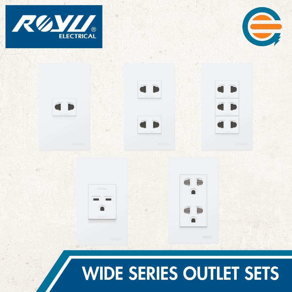 ROYU Wide Series Outlets (1 Gang/2 Gang/3 Gang/Aircon Outlet/Duplex ...