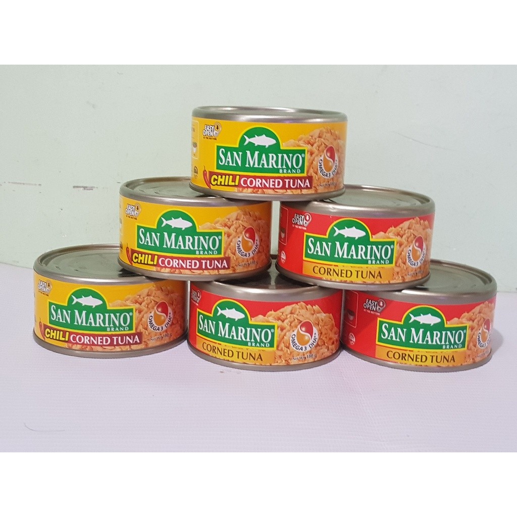 SAN MARINO Corned Tuna Combination Regular Flavor and Chili Flavors ...