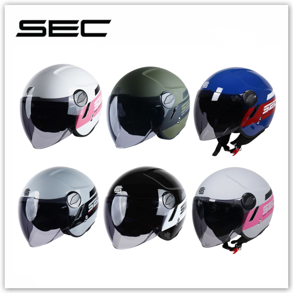 SEC Half Face Helmet for Motorcycle Moon - Brand Gloss/Matte (M-XL ...