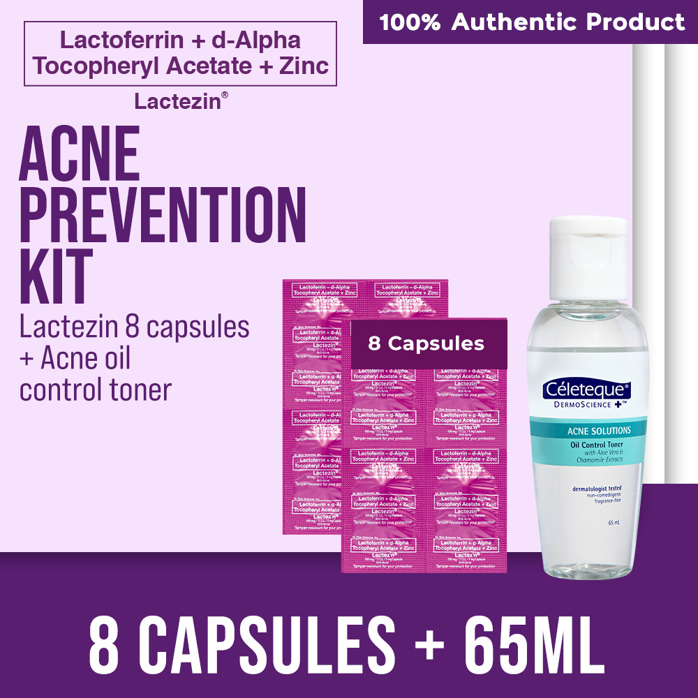 Acne Prevention Kit Lactezin 100mg Anti-Acne 8 Capsules + Celeteque ...