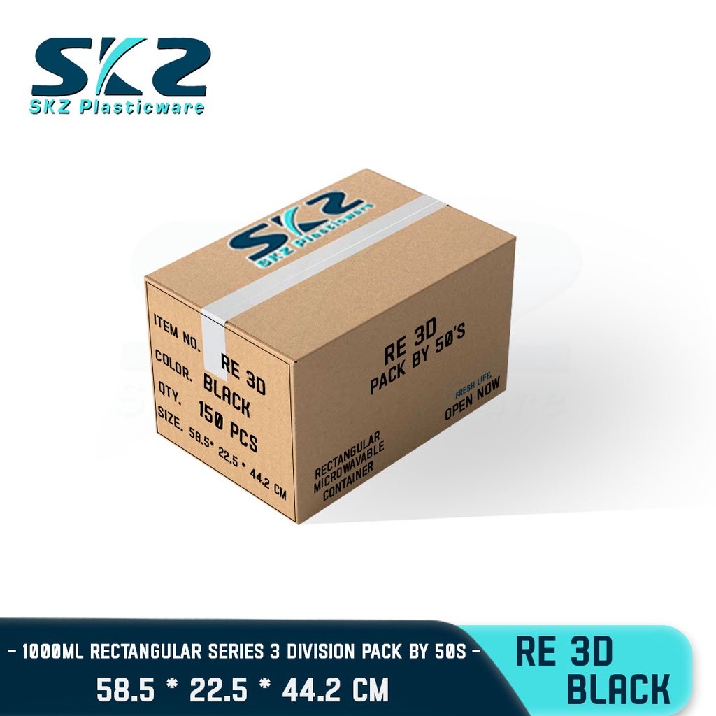 SKZ BENTO BOX RE 3 DIVISION 1BOX [RE-3D] ENVIRONMENTAL FRIENDLY FOOD ...