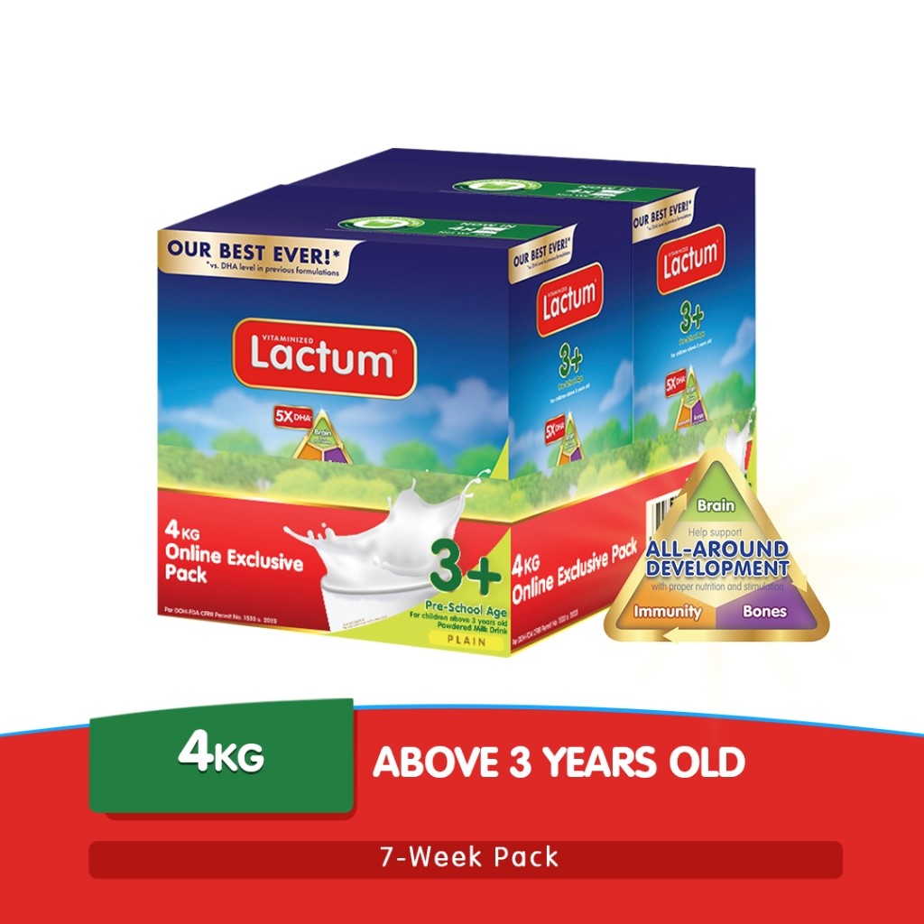 [ONLINE EXCLUSIVE] Lactum 3+ Plain 4kg Twin Pack Powdered Milk Drink ...