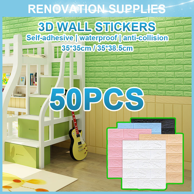 50pcs 3D wall paper sticker 35cm*38cm water proof room decoration ...