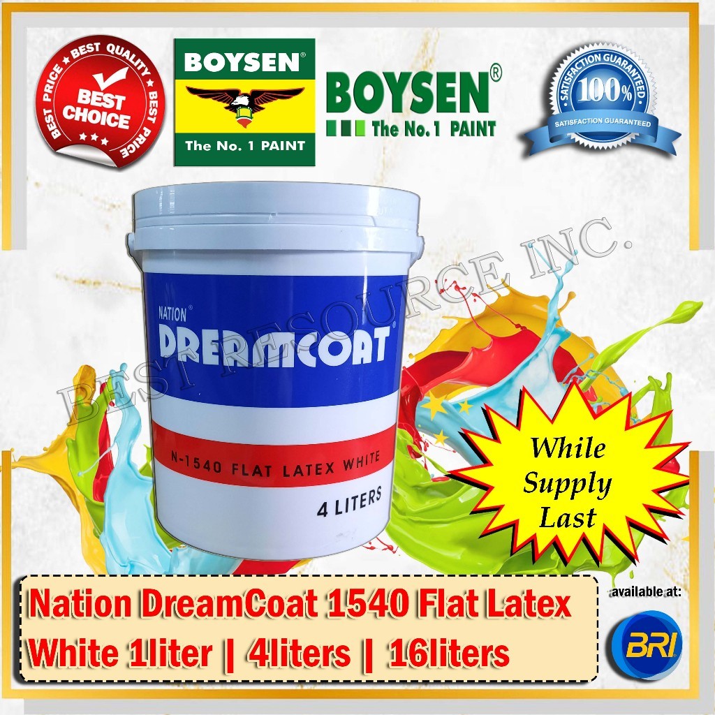 Boysen Nation Dreamcoat N-1540 Flat Latex White 16liters | Shopee ...