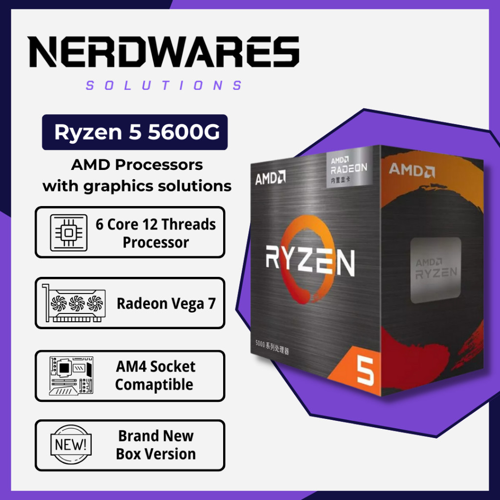 AMD Ryzen 5 5600G 6 Cores 12 Threads with Radeon Vega Graphics Gaming ...