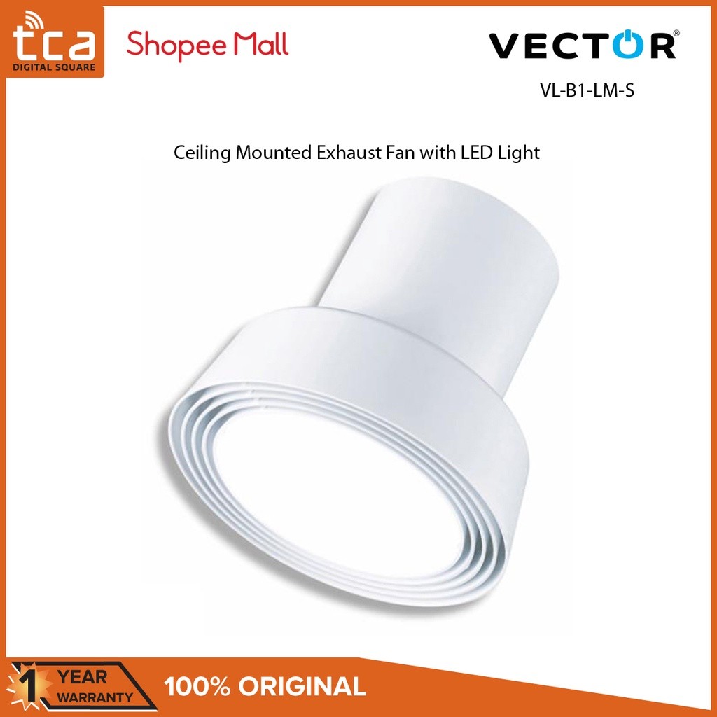 Vector VL-B1-LM-S 4 Ceiling Mounted Exhaust Fan with LED Light | Shopee ...