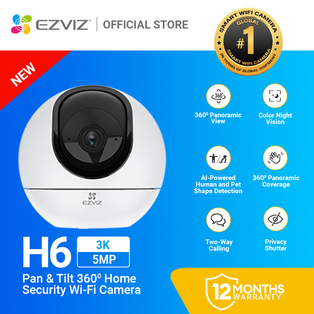 EZVIZ H6 3K/5MP IP Camera Wifi Camera 360°Pan/Tilt Indoor CCTV Connect ...