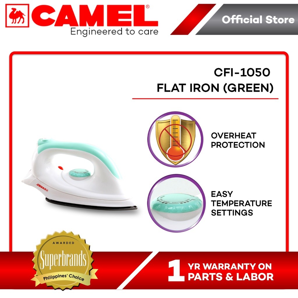 Camel CFI-1050 Flat Iron with Power Light Indicator and Non-Stick Sole ...