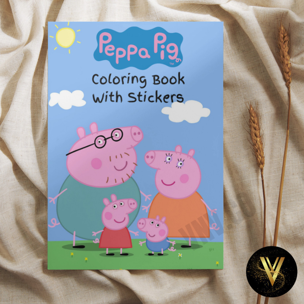 Peppa Pig Kids Coloring Book With Stickers 12 sheets perfect art ...