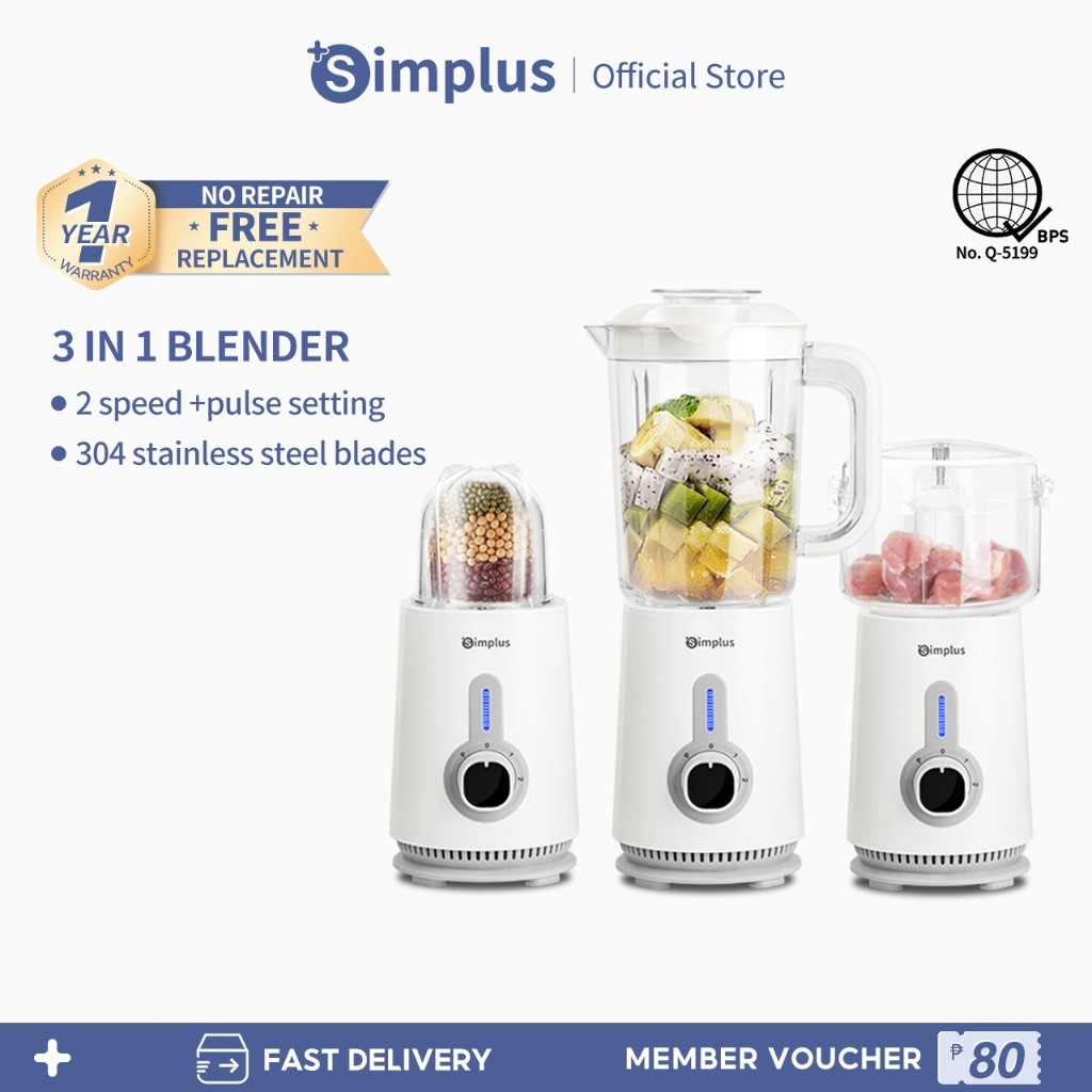 Simplus Blender 3 in 1 Food Processor Multi-functional Juicer Meat ...